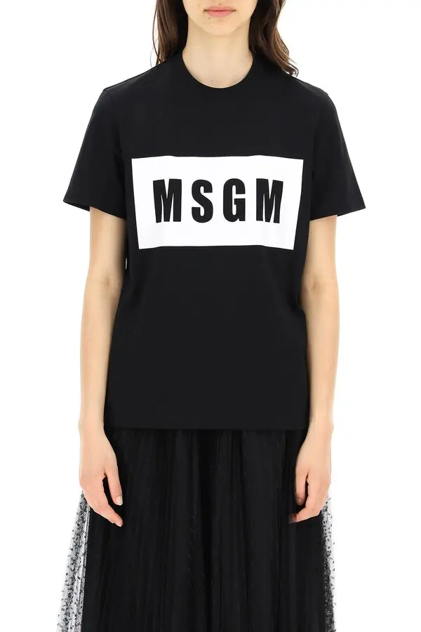 MSGM Logo Printed Crewneck T-shirt - Black
