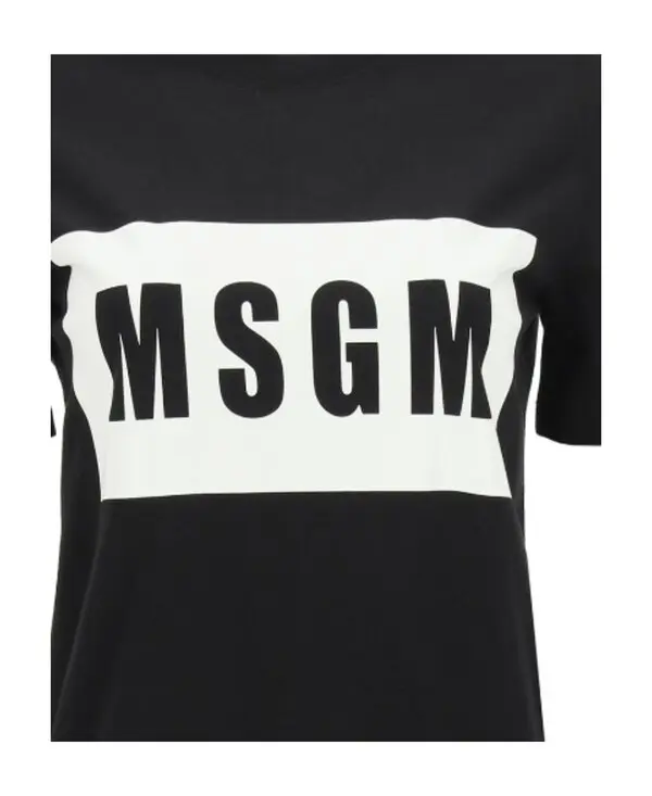 MSGM Logo Printed Crewneck T-shirt - Black