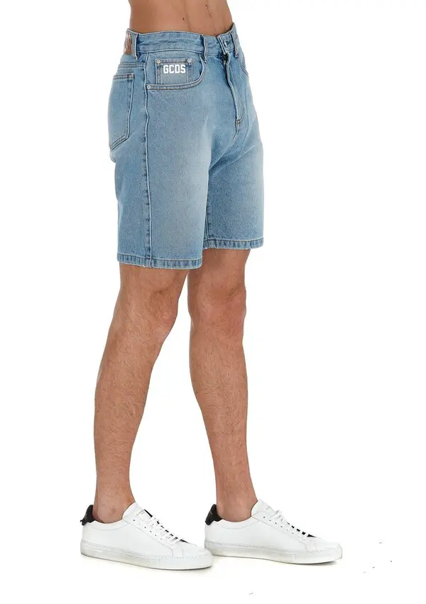 Gcds Logo Patch Denim Shorts