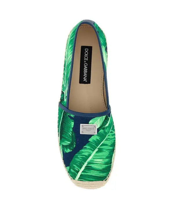 Dolce & Gabbana Leaf-printed Logo Plaque Espadrilles