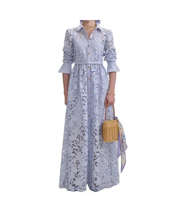 SELF-PORTRAIT Lace Collared Maxi Dress