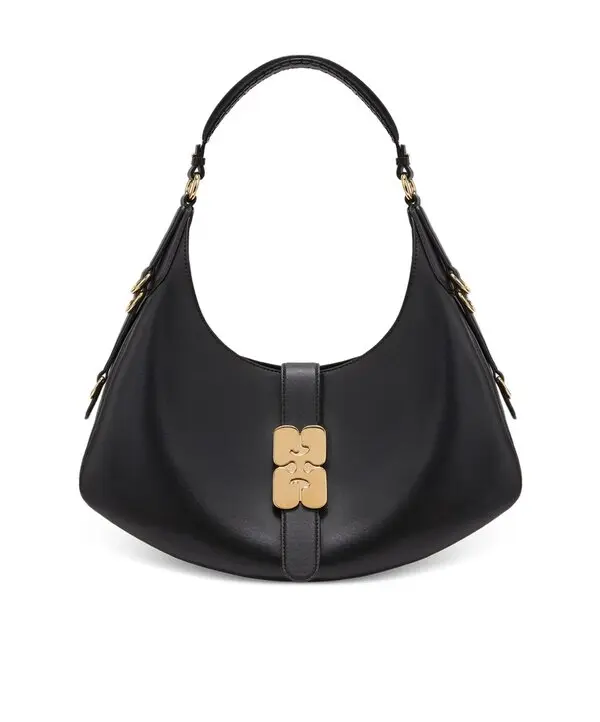 GANNI Logo Detailed Kat Small Tote Bag - Black