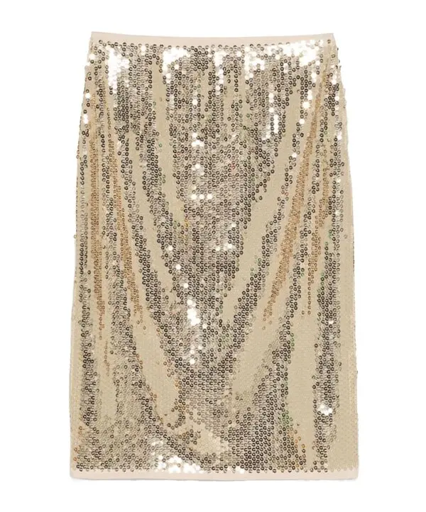 Prada Sequinned Midi Skirt - Golden