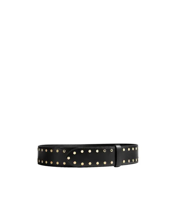 Khaite Theo Waist Belt With Gold Studs - Black