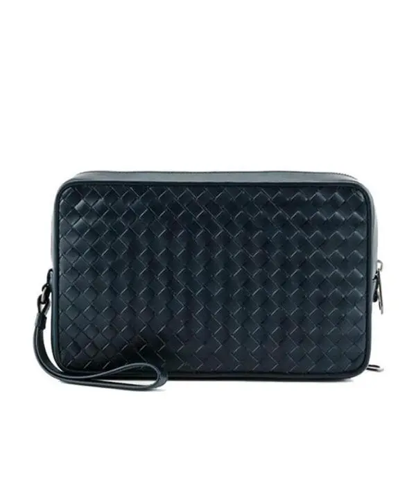 Bottega Veneta Woven Multi-layer Zipper Clutch - Green