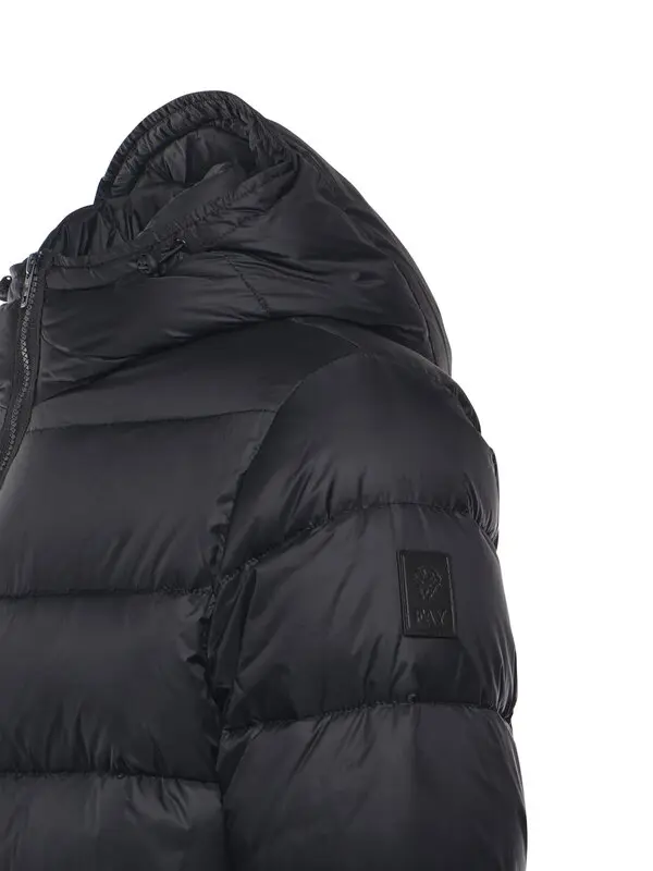 FAY Quilted Down Jacket With Hood - Black