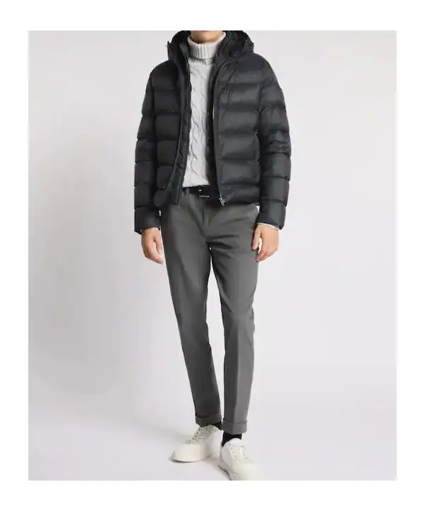 FAY Quilted Down Jacket With Hood - Black