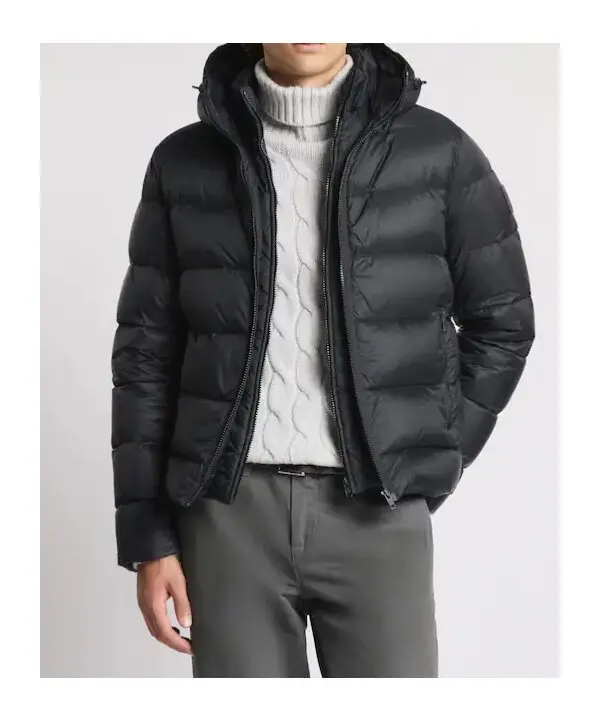 FAY Quilted Down Jacket With Hood - Black