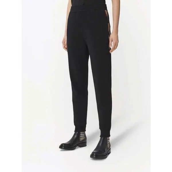 Burberry Check Paneled Track Pants - Black
