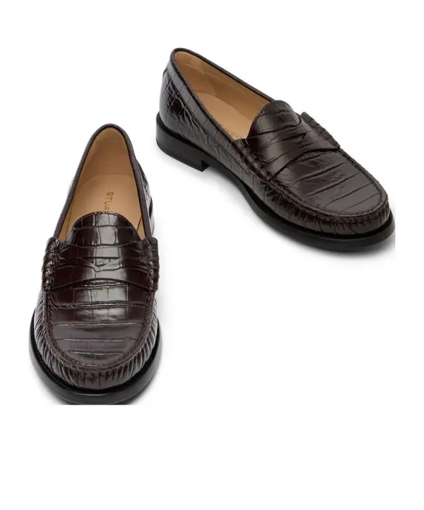STUART WEITZMAN Lottie Loafer, Croc Effect - Black