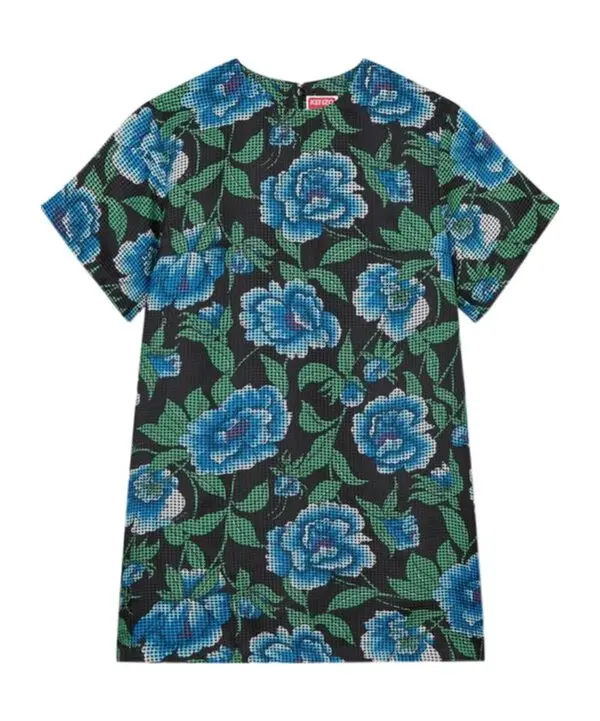Kenzo Peonies" Floral Pattern Short Sleeve T-shirt Dress