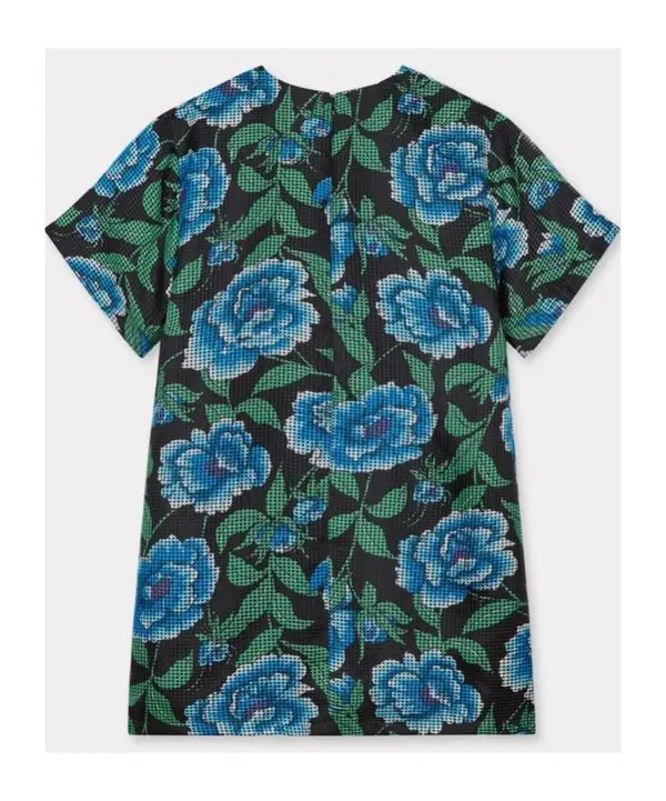 Kenzo Peonies" Floral Pattern Short Sleeve T-shirt Dress