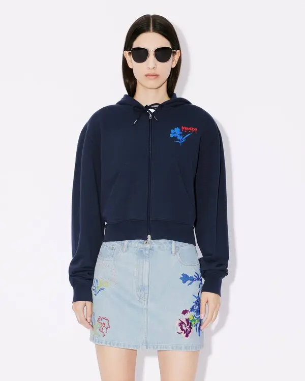 Kenzo Embroidered Floral Zip-up Hoodie