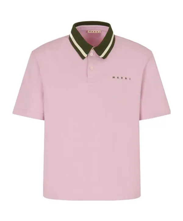 Marni Piqué Striped Polo Shirt - Quarz