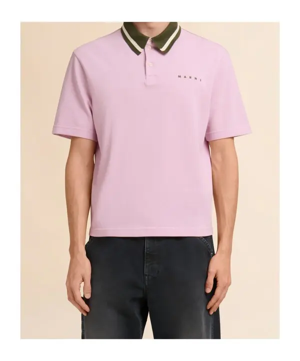 Marni Piqué Striped Polo Shirt - Quarz