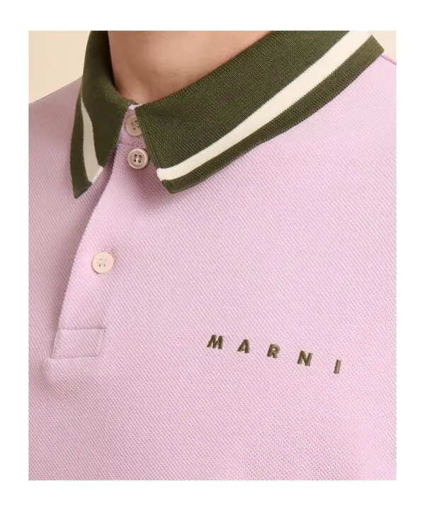 Marni Piqué Striped Polo Shirt - Quarz