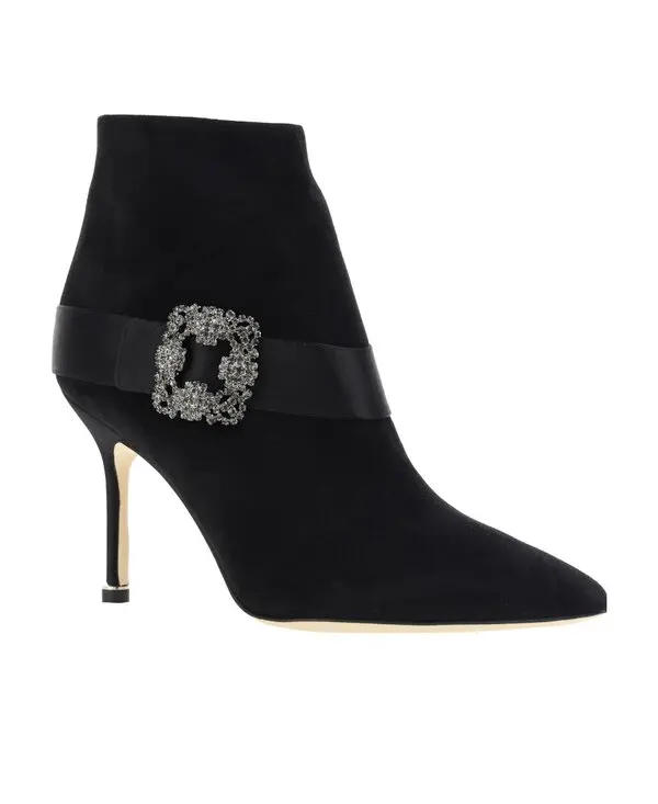 Manolo Blahnik Plinianu Buckle Embellished Ankle Boots