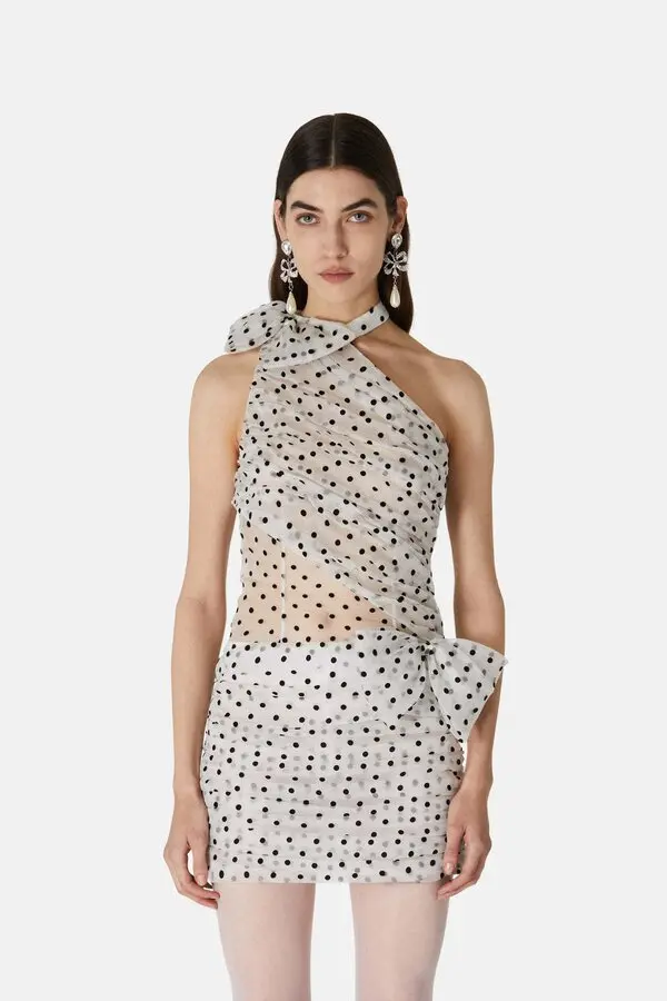 Alessandra Rich Polka Dot Organza Mini Dress