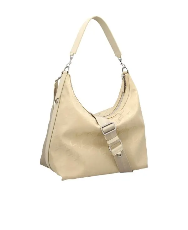 Mcm Aren Jacquard Zipped Hobo Bag - Nude