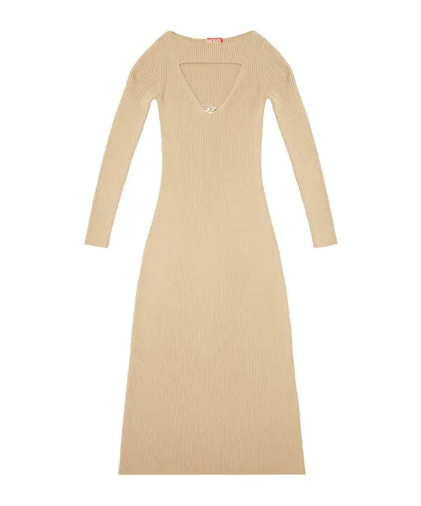 DIESEL® Cut-out Detailed Knitted Maxi Dress - Beige