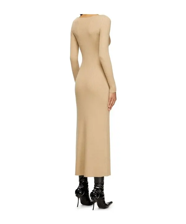 DIESEL® Cut-out Detailed Knitted Maxi Dress - Beige
