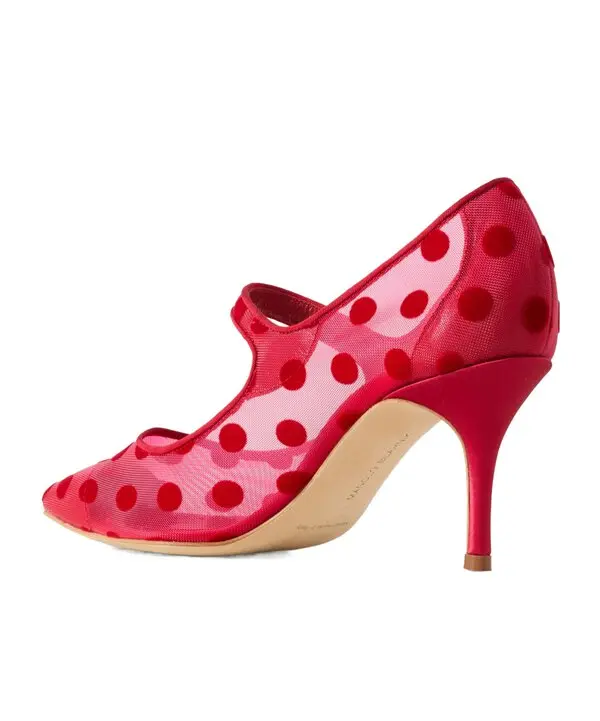 Manolo Blahnik Campari Satin Trim Mary Jane High Heels