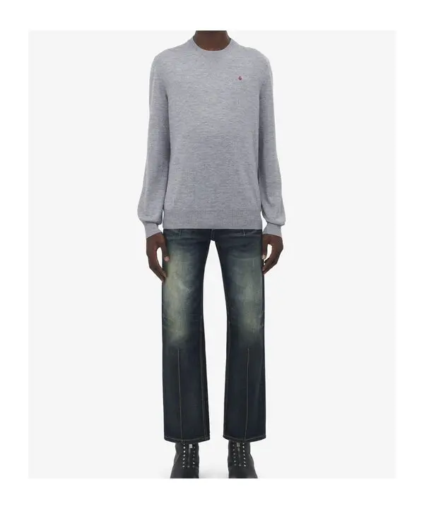 Alexander McQueen Merino Wool Inverted Skull Jumper - Grey