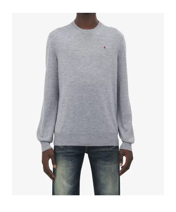Alexander McQueen Merino Wool Inverted Skull Jumper - Grey