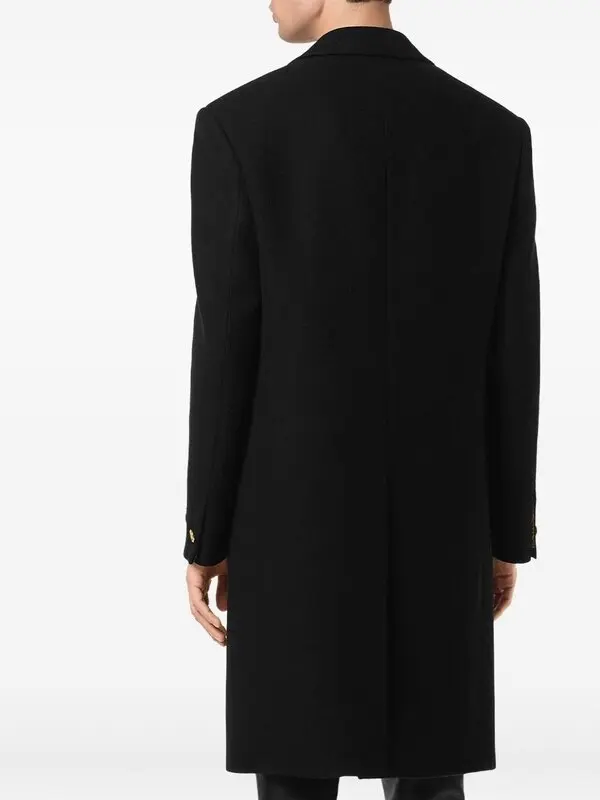 Versace Single-breasted Long Coat With Notched Lapel