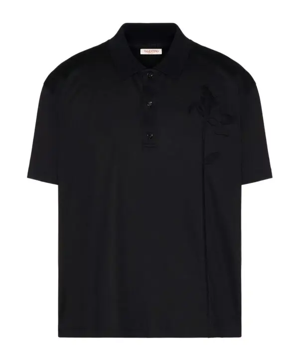 Valentino Garavani Button Detailed Straight Hem Polo Shirt