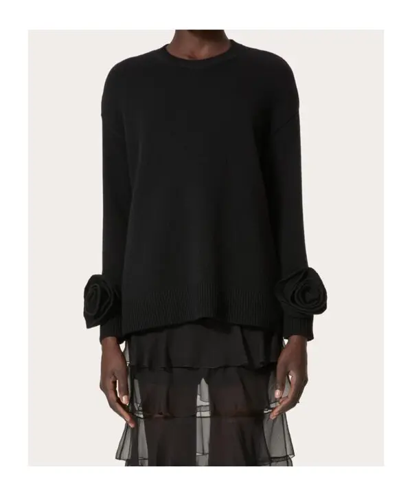 Valentino Garavani Rose Embellished Crewneck Jumper