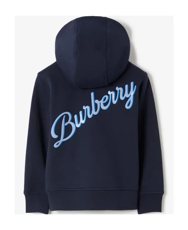 Burberry Logo-print Zip-up Cotton Hoodie - Black