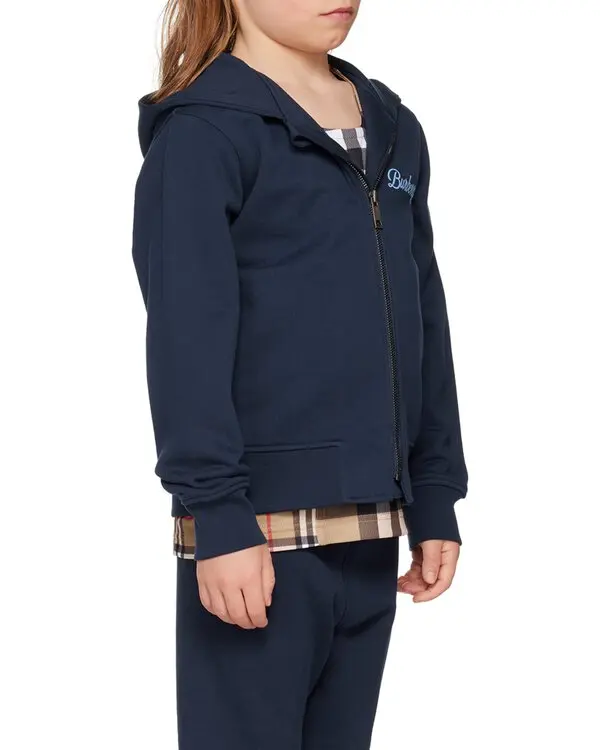Burberry Logo-print Zip-up Cotton Hoodie - Black