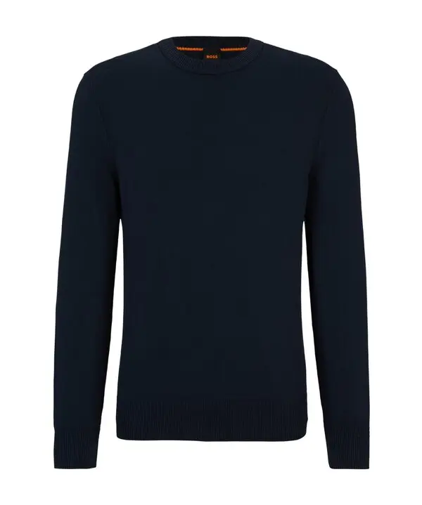 Hugo Boss Logo-embroidered Ribbed Jumper - Black