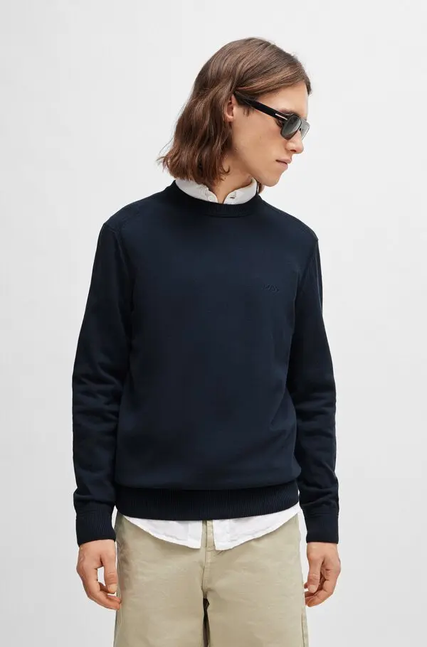 Hugo Boss Logo-embroidered Ribbed Jumper - Black