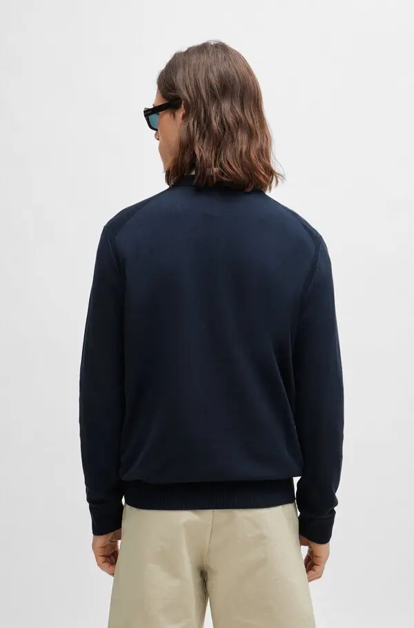Hugo Boss Logo-embroidered Ribbed Jumper - Black