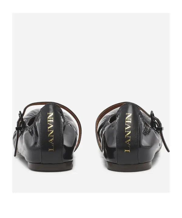 LANVIN Glossy Buckle-strap Ballet Flats - Black