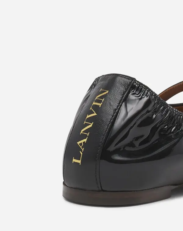 LANVIN Glossy Buckle-strap Ballet Flats - Black