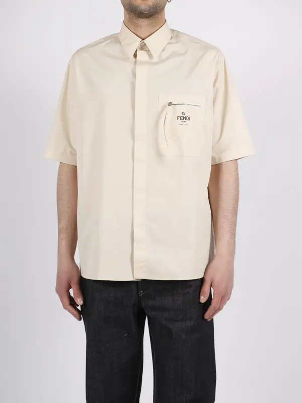 Fendi Logo Printed Short-sleeved Shirt - Beige
