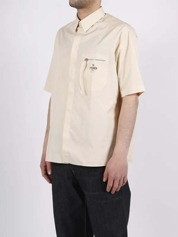 Fendi Logo Printed Short-sleeved Shirt - Beige