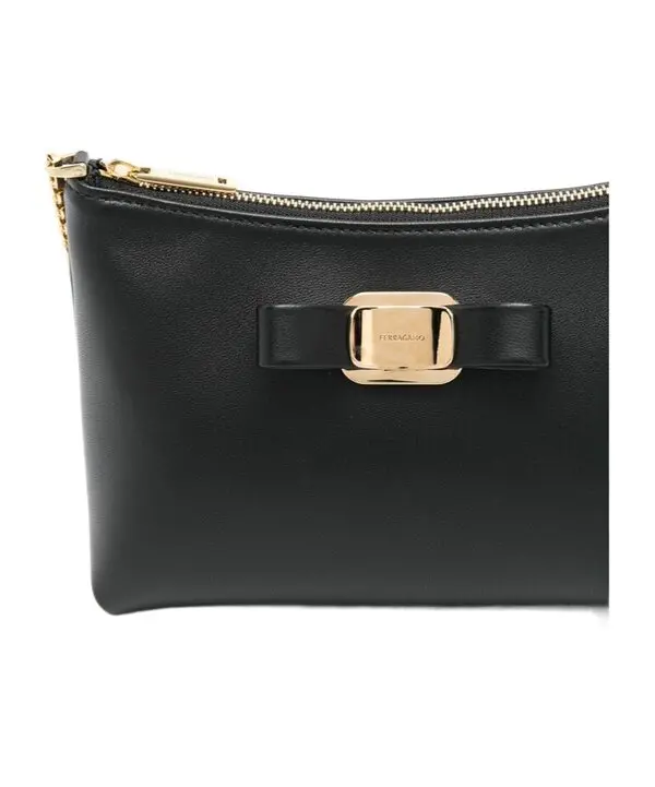 FERRAGAMO Bow Detail Zippered Shoulder Bag