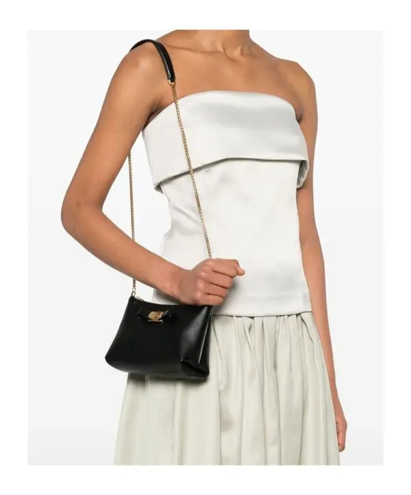 FERRAGAMO Bow Detail Zippered Shoulder Bag