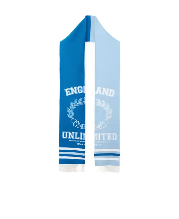 Burberry College Graphic Wool Silk Jacquard Scarf - Blue