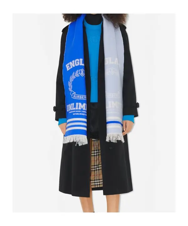 Burberry College Graphic Wool Silk Jacquard Scarf