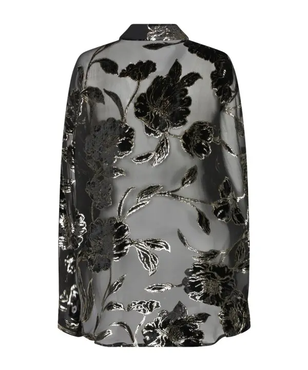 Roberto Cavalli Floral Sheer Long Sleeve Shirt