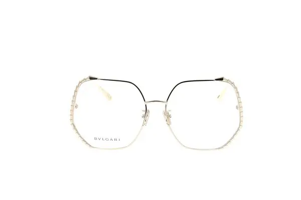 BVLGARI Geometric Frame Eyeglasses - White