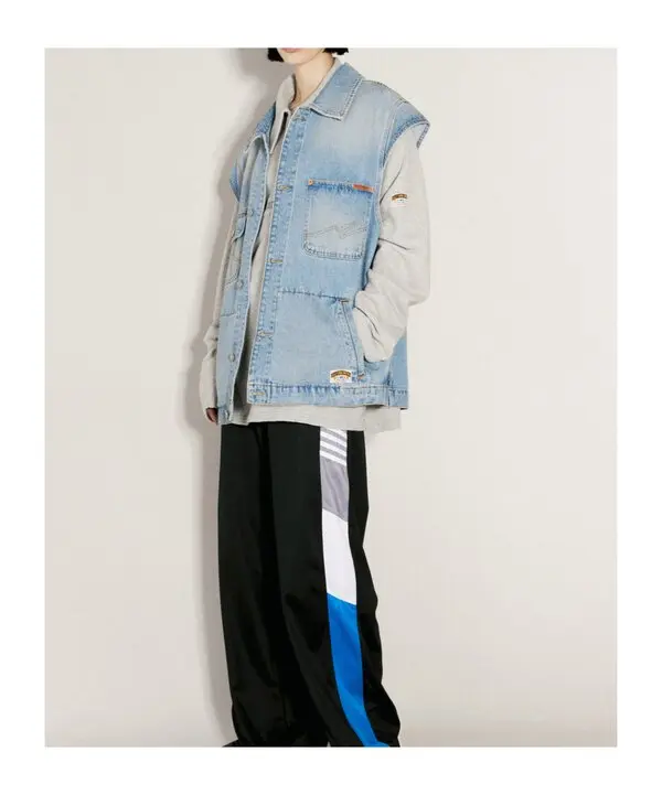 Martine Rose Bleached Washed Cotton Denim Vest