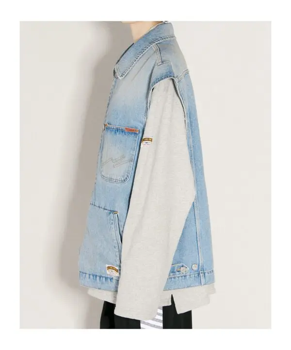 Martine Rose Bleached Washed Cotton Denim Vest