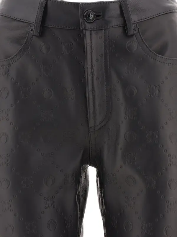MARINE SERRE All-over Embossed-logo Leather Trousers