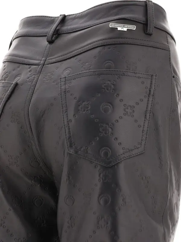 MARINE SERRE All-over Embossed-logo Leather Trousers